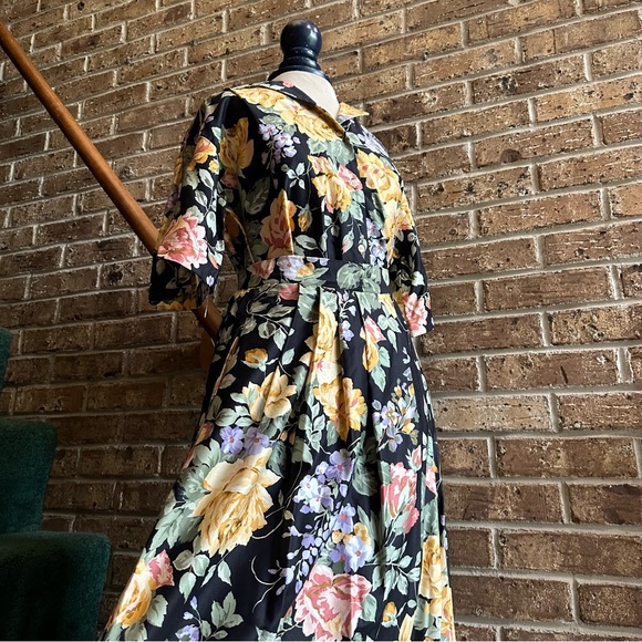 chris kellogg | Dresses | Vtg 8s 90s Retro Cottagecore Floral Short Sleeve Dress Shirt Skirt Set ...
